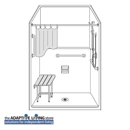 48x36 One Piece Barrier-Free Accessible Shower Unit .5" Threshold ...