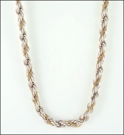 Tiffany Twisted Diamond Cut Rope Chain in Sterling Silver and 14K ...