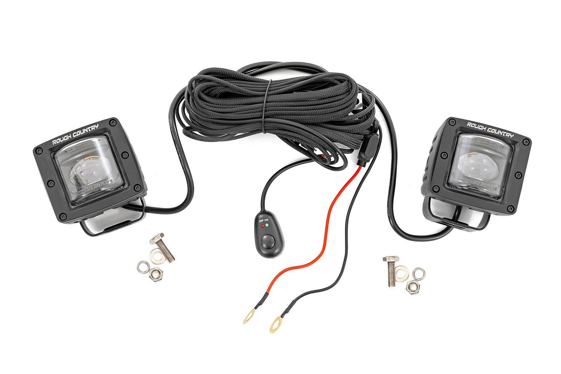 Rough Country Black Series LED Light Pair 2" SAE Fog Yellow 70907A