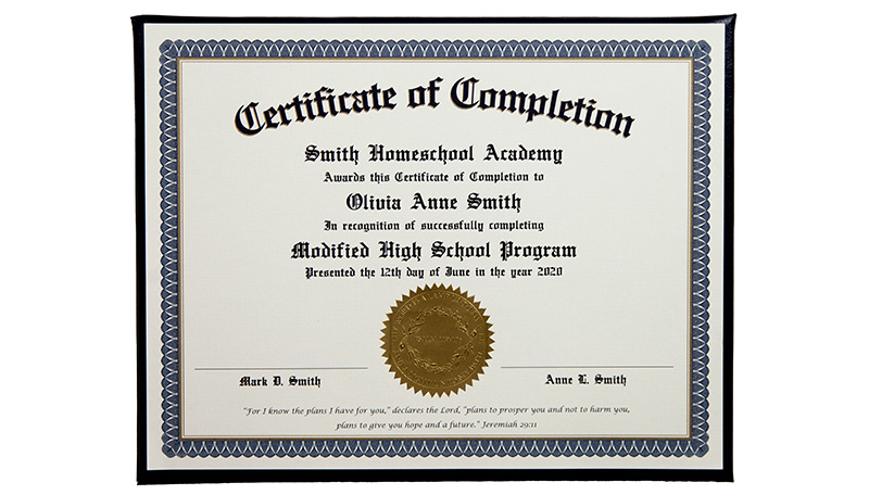 Certificate of Completion | Elementary | High School | HSLDA Store