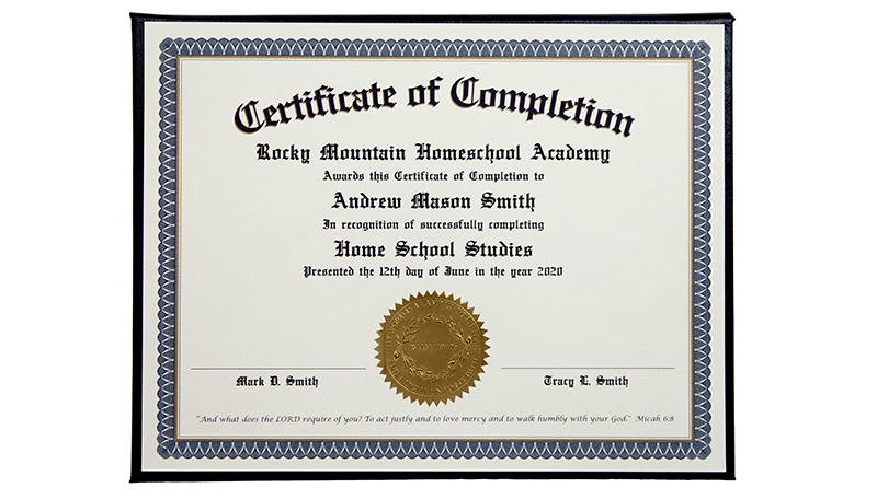 Certificate of Completion | Elementary | High School | HSLDA Store