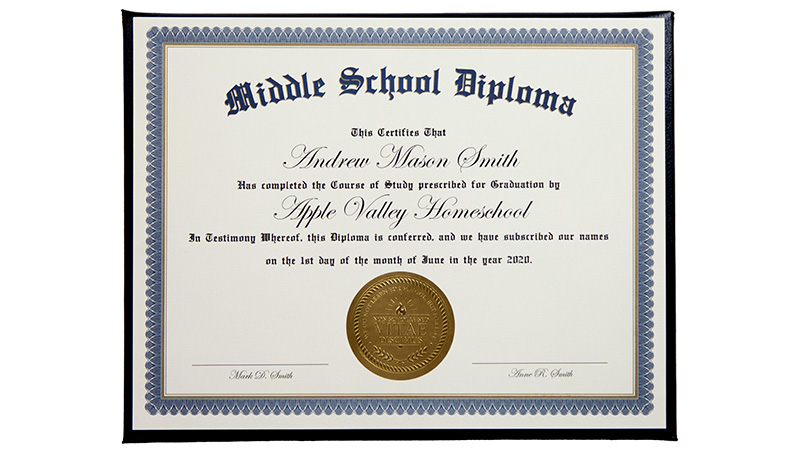 Personalized Homeschool Middle School Diploma | Graduation Supplies ...