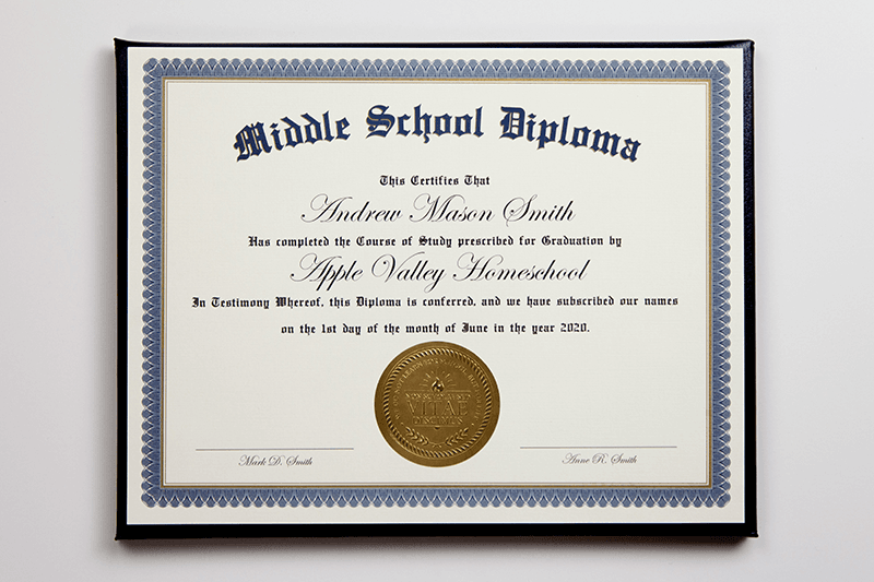 Personalized Homeschool Middle School Diploma | Graduation Supplies ...