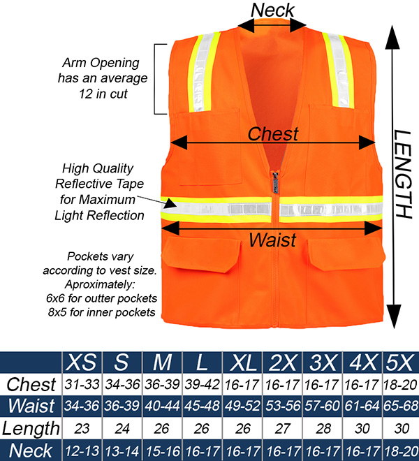 038A-Gray Multi-Pocket Zipper Closure Hi Vis Vest