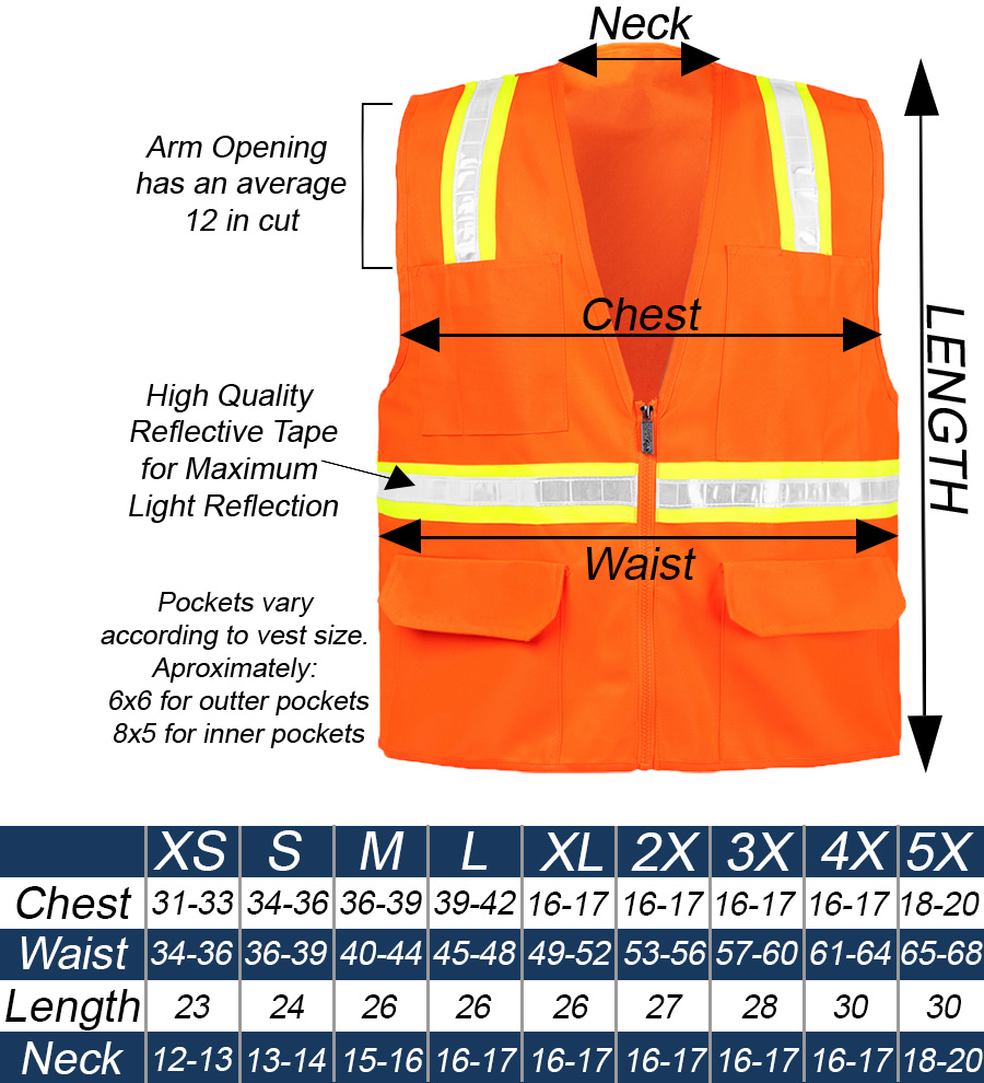 038A-Gray Multi-Pocket Zipper Closure Hi Vis Vest