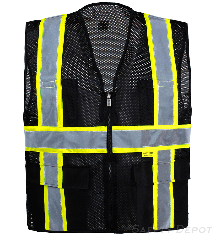 Professional Black Mesh Safety Vest MP40-BK