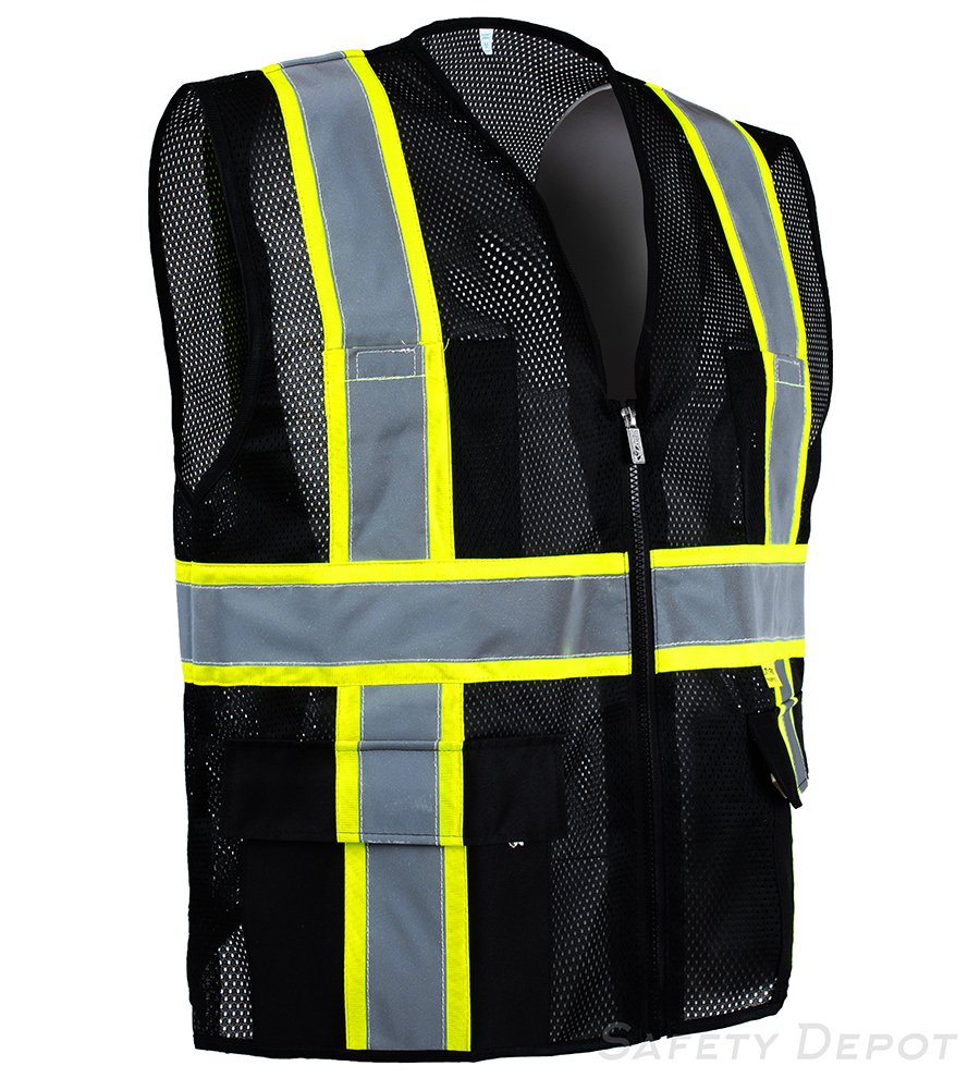 Professional Black Mesh Safety Vest MP40-BK