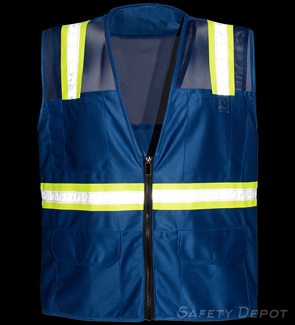 8038M-RB Royal Blue Mesh Safety Vest with multipockets