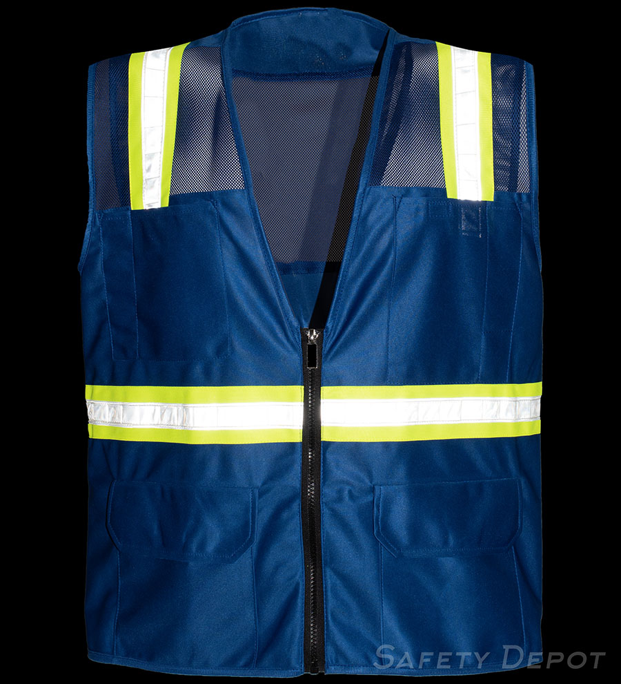 8038M-RB Royal Blue Mesh Safety Vest with multipockets