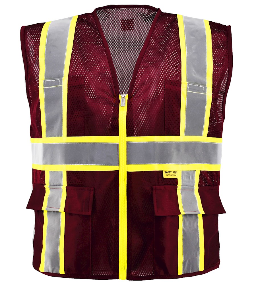 Professional Burgundy Mesh Safety Vest MP40-BUR