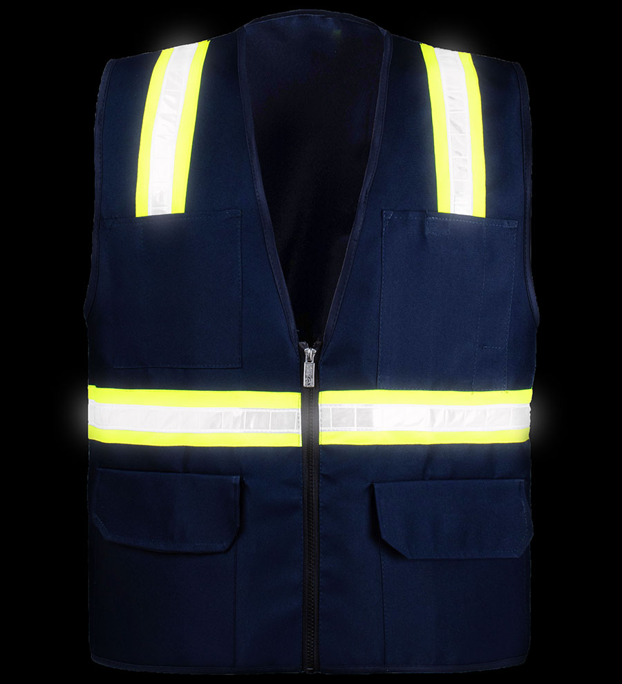 8038A-Navy Blue Multi-Pocket Zipper Closure Hi Vis Safety Vest
