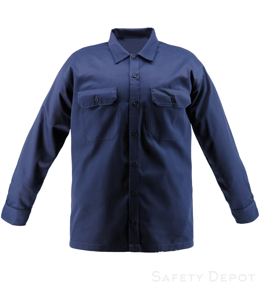 Professional Navy Blue Long Sleeve Work Shirt WS290