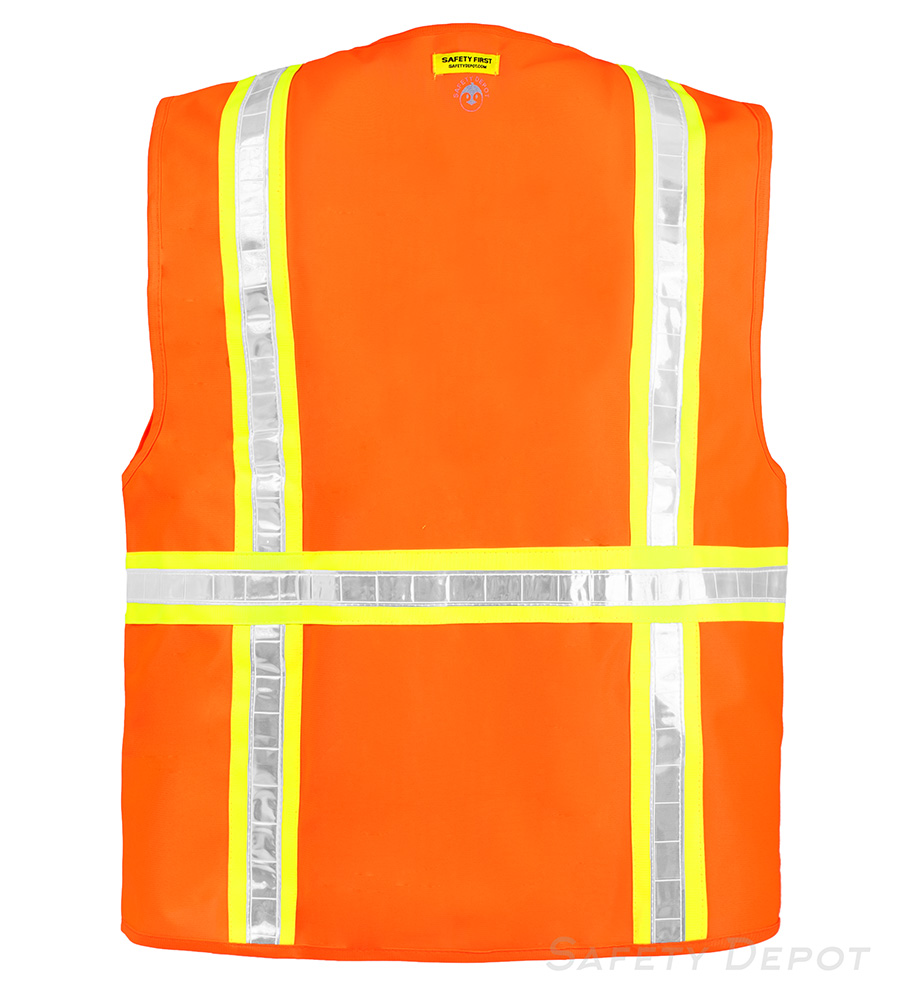 8038A Orange Surveyor Hi Vis Safety Vest Multi-Pocket
