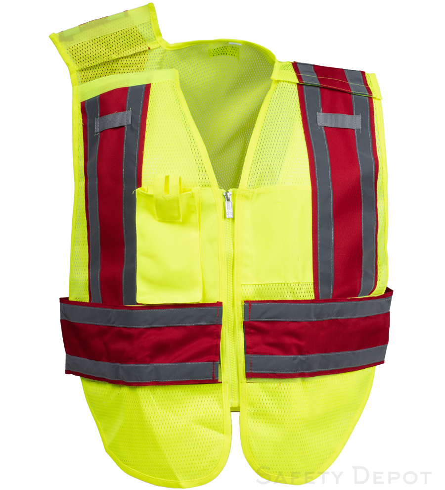 PWB503 Red Public Work Safety Vest 5 point break away