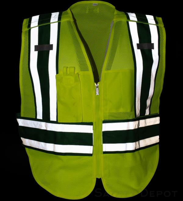 PWB503-Green/Yellow 5 Point Break Away Public Safety Vest