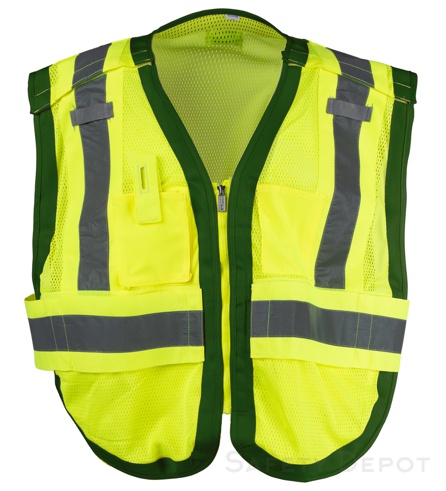 Public work Safety Vest PWB505-Green Trimming 5 Point Breakaway
