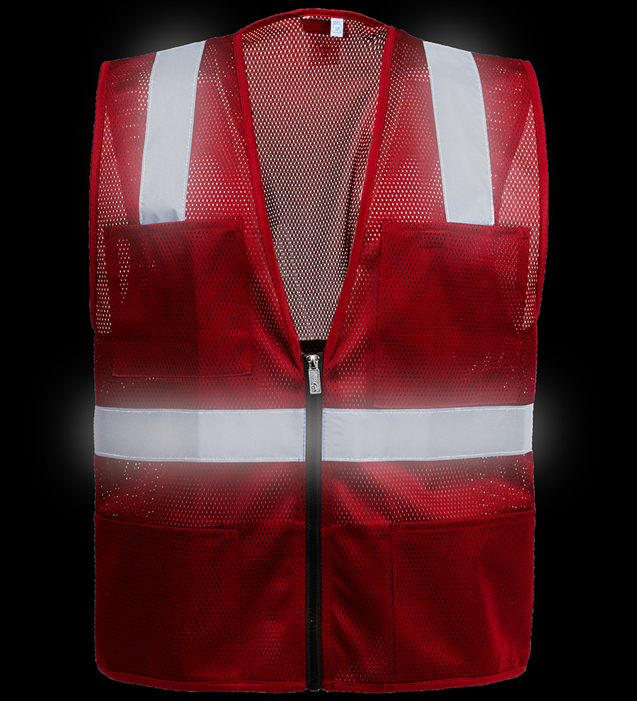 Red Hi Visible Mesh Safety Vest MSD1001RD