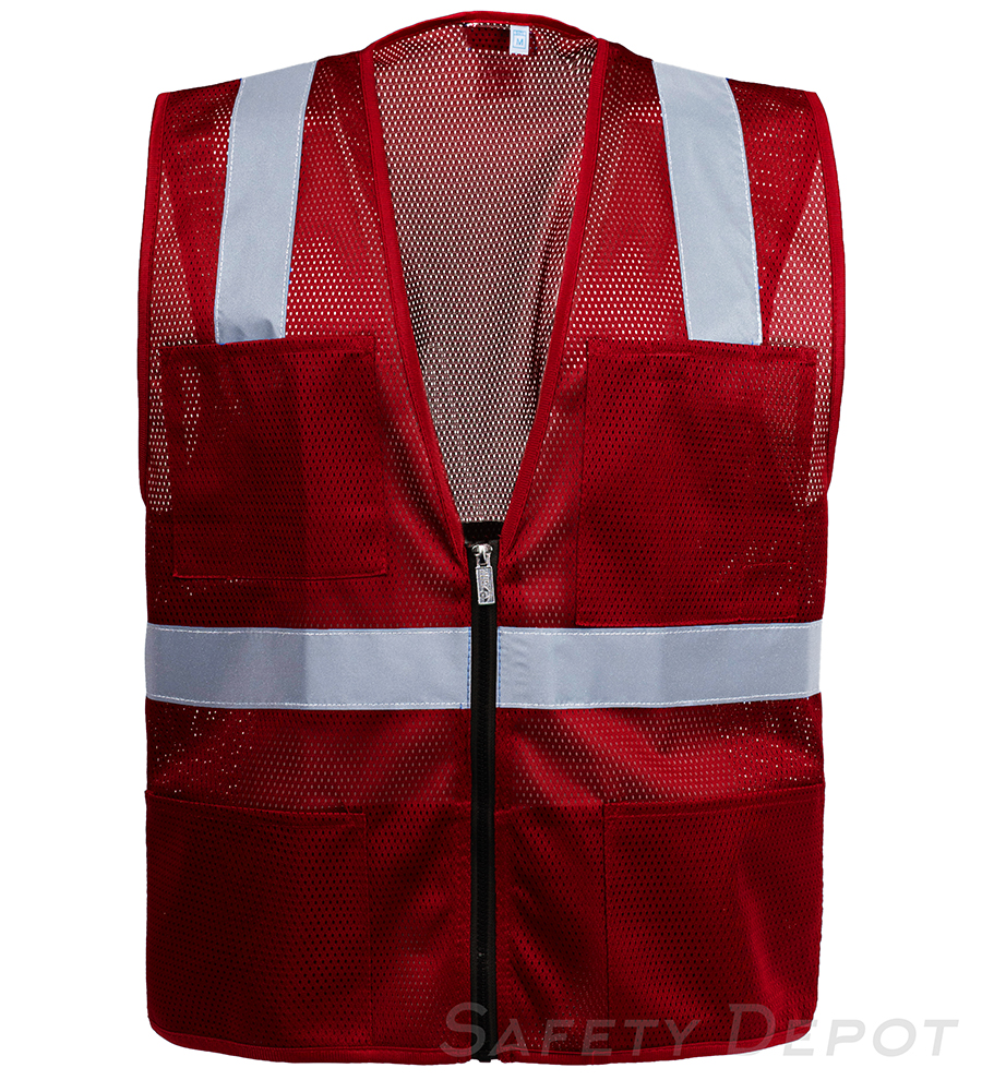 Red Hi Visible Mesh Safety Vest MSD1001RD