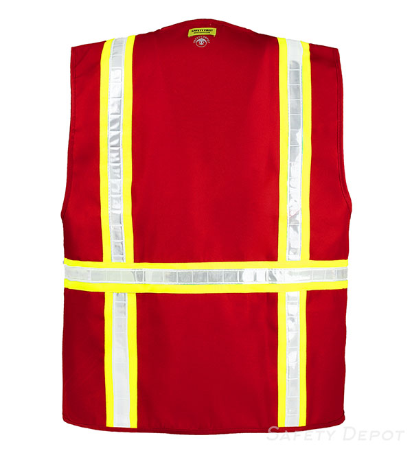 8038A-RD Red Multi-Pocket Zipper Closure Hi Vis Safety Vest