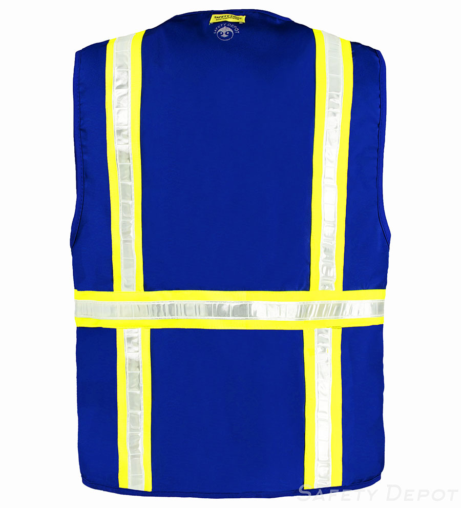 8038A Royal Blue Hi Vis Safety Vest Multi-Pocket Zipper Closure