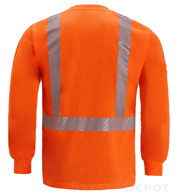 Class 2 Reflective Orange Long Sleeve Safety Shirt TL123C-2 Safety Depot