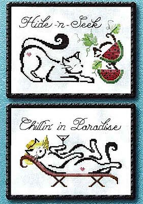 Brittercup Designs - Britty Kitty Monthly Series - July/August Cross Stitch