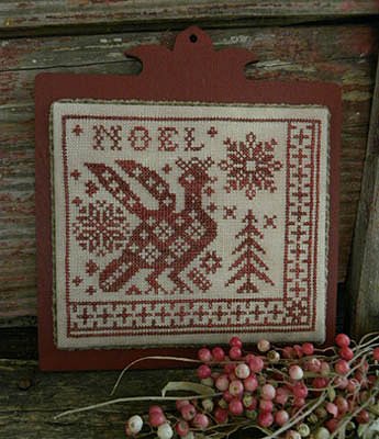 threadwork primitives cross stitch holiday hen