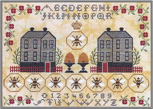 artful offerings cross stitch honey hill hamlet sampler cross stitch