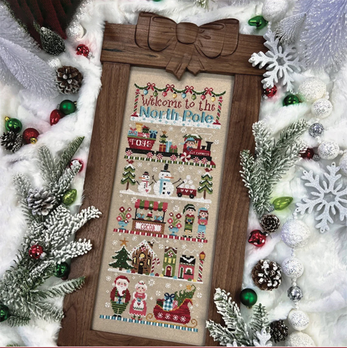 primrose cottage stitches welcome to the north pole cross stitch needlework