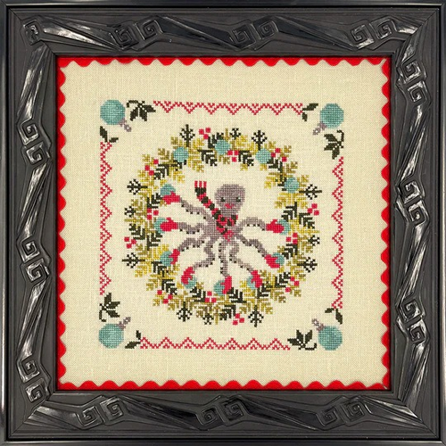 ink circles cross stitch ollie builds a wreath p69 needlework embroidery