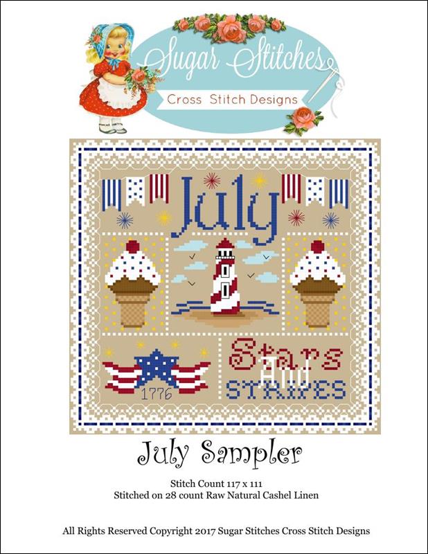 sugar stitches cross stitch designs july sampler sugar stitches