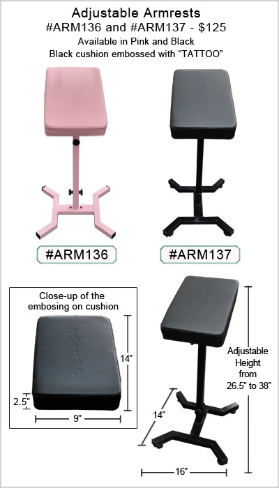 Arm136, Arm137, Adjustable Arm Rest Foot Rest