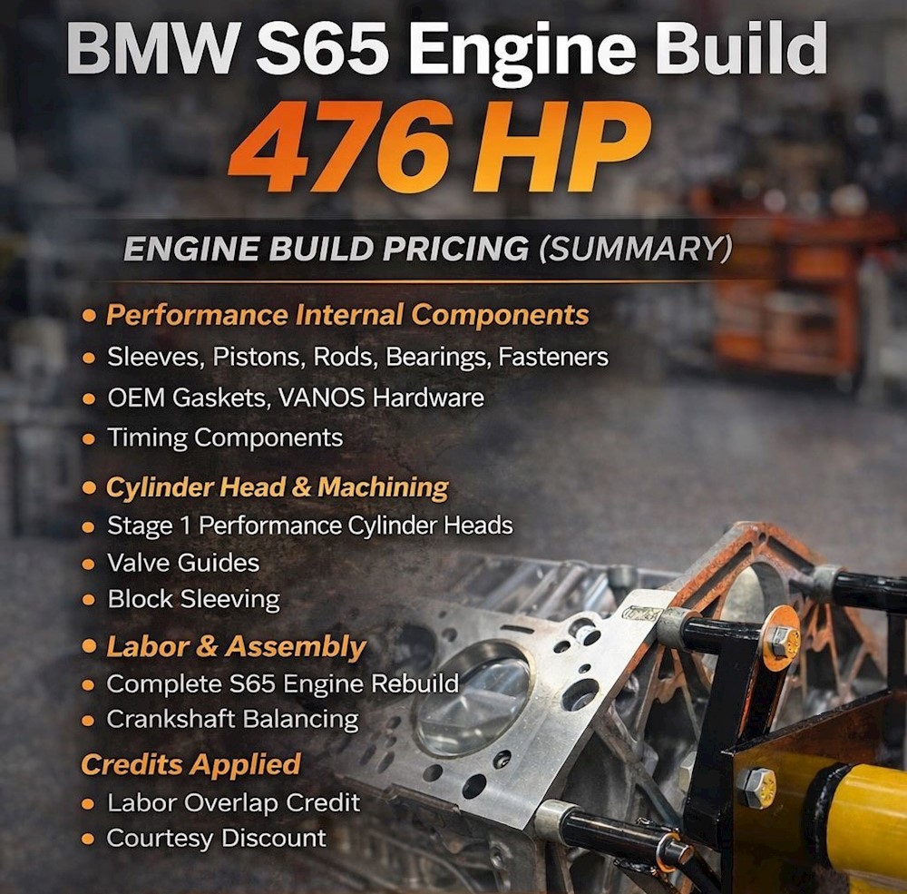 VAC NA S65 476HP Engine Package | Naturally Aspirated BMW M3 V8